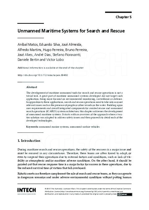 (PDF) Unmanned Maritime Systems for Search and Rescue