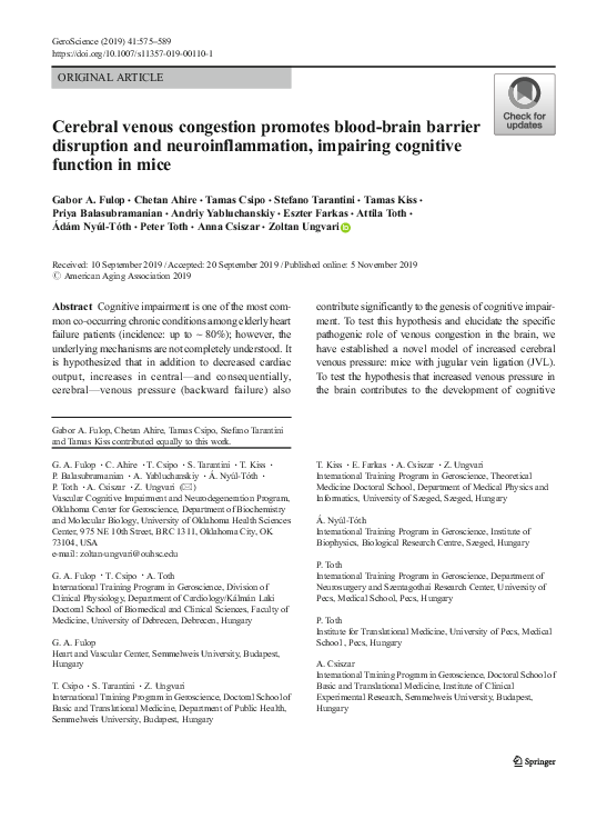 (PDF) Cerebral venous congestion promotes blood-brain barrier ...