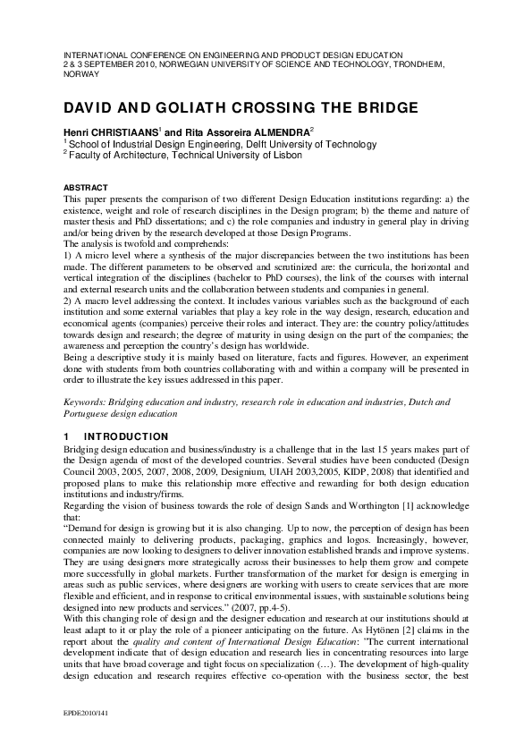 (PDF) David and Goliath Crossing the Bridge | Rita Almendra - Academia.edu