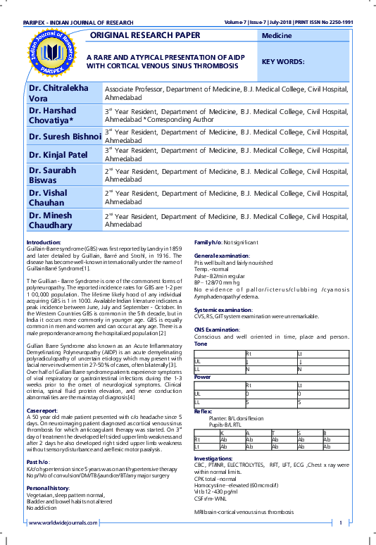 A rare and atypical presentation of AIDP with cortical venous sinus ...
