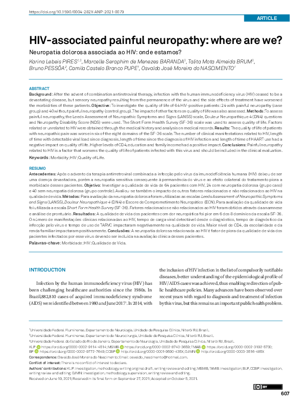 (PDF) HIV-associated painful neuropathy: where are we? | Camila Pupe ...