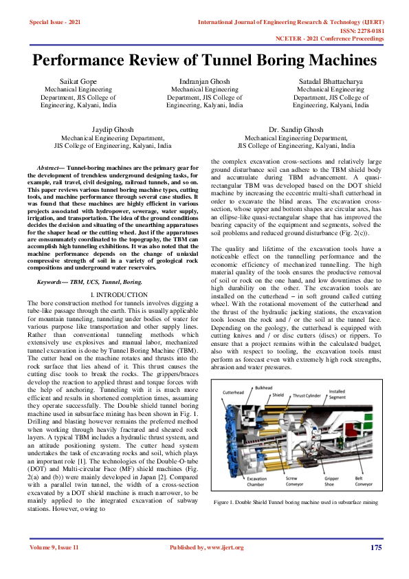 (PDF) Performance Review of Tunnel Boring Machines