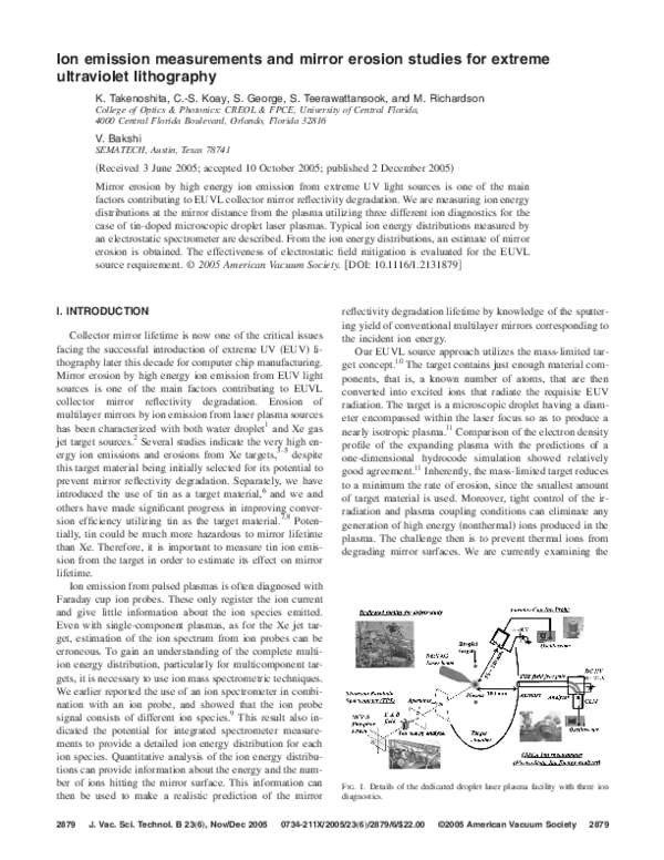 (PDF) Ion emission measurements and mirror erosion studies for extreme ...