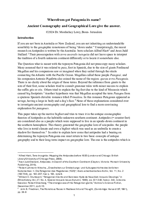(PDF) Wherefrom got Patagonia its name? Ancient Cosmography and ...