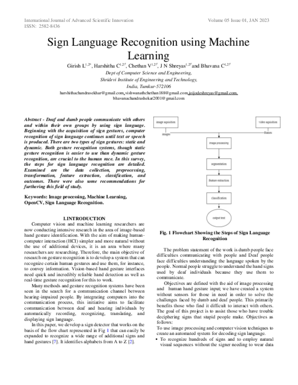 Pdf Sign Language Recognition Using Machine Learning