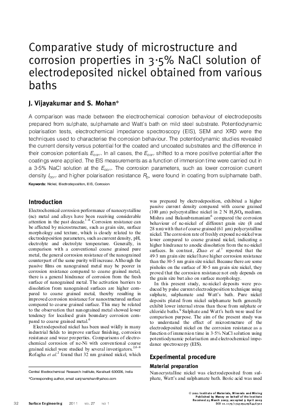 (PDF) Comparative study of microstructure and corrosion resistance of electroless Ni-W-P ...