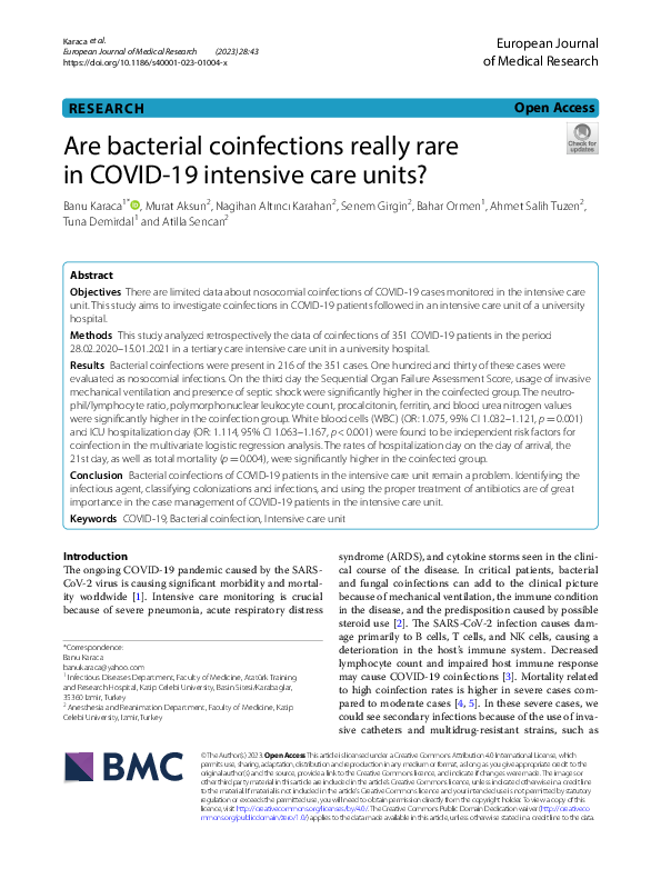 (PDF) Are bacterial coinfections really rare in COVID-19 intensive care ...