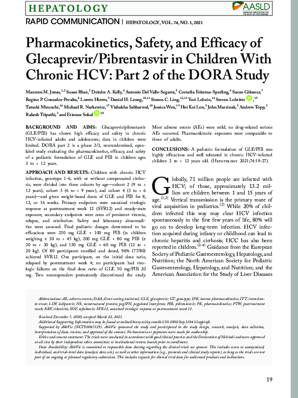 (PDF) Pharmacokinetics, Safety, and Efficacy of Glecaprevir ...