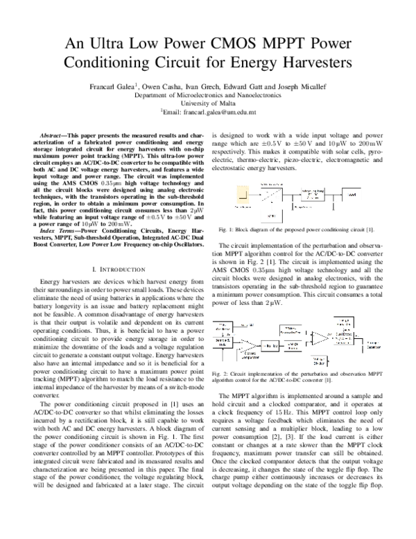 (PDF) An Ultra Low Power CMOS MPPT Power Conditioning Circuit for ...
