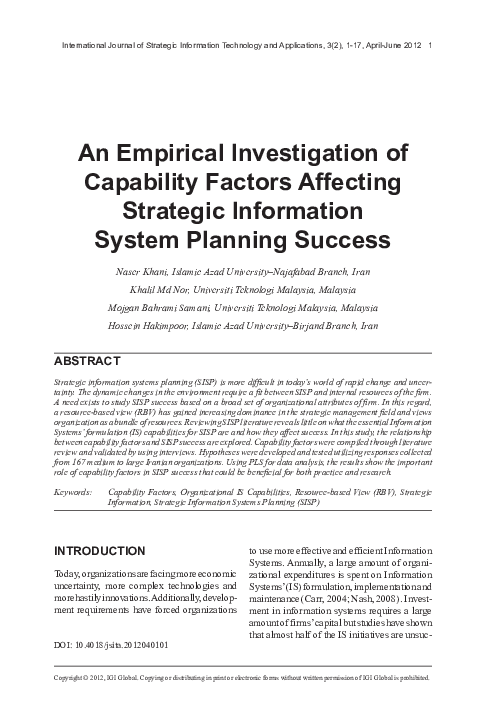(PDF) An Empirical Investigation of Capability Factors Affecting ...