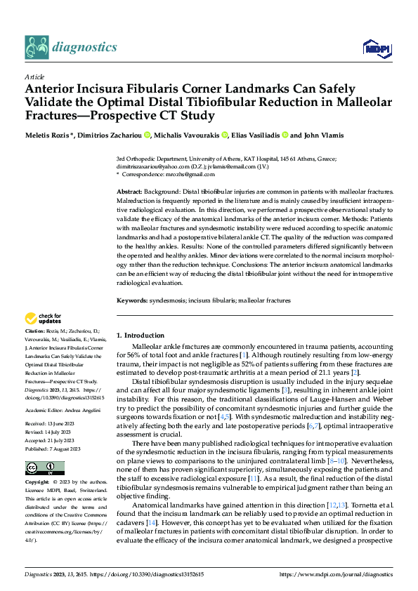 (PDF) Anterior Incisura Fibularis Corner Landmarks Can Safely Validate ...