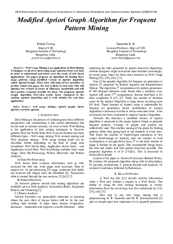 Pdf Modified Apriori Graph Algorithm For Frequent Pattern Mining