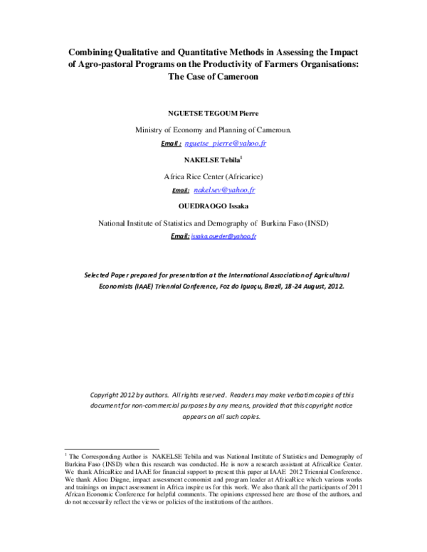 (PDF) Combining Qualitative and Quantitative Methods in Assessing the ...