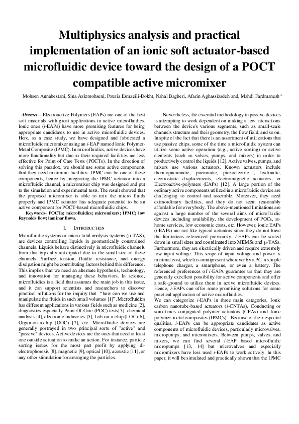 (PDF) Multiphysics analysis and practical implementation of an ionic ...