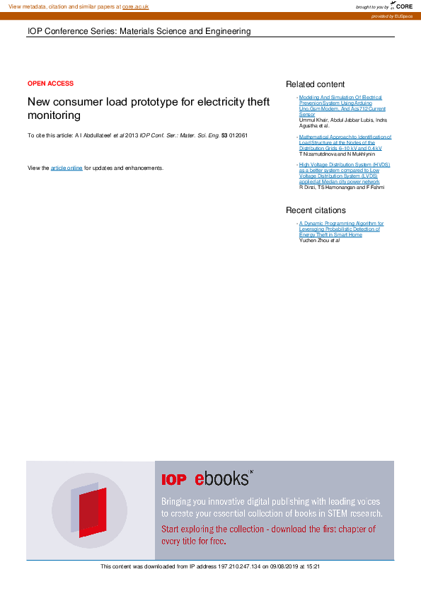 (PDF) New consumer load prototype for electricity theft monitoring