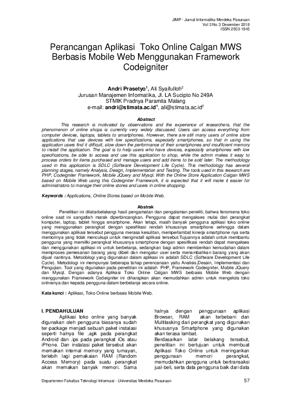 (PDF) Perancangan Aplikasi Toko Online Calgan MWS Berbasis Mobile Web Menggunakan Framework ...