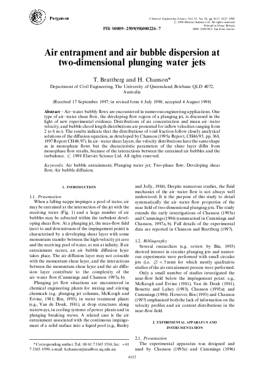 (PDF) Air entrapment and air bubble dispersion at two-dimensional ...
