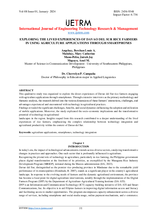(PDF) EXPLORING THE LIVED EXPERIENCES OF DAVAO DEL SUR RICE FARMERS IN ...