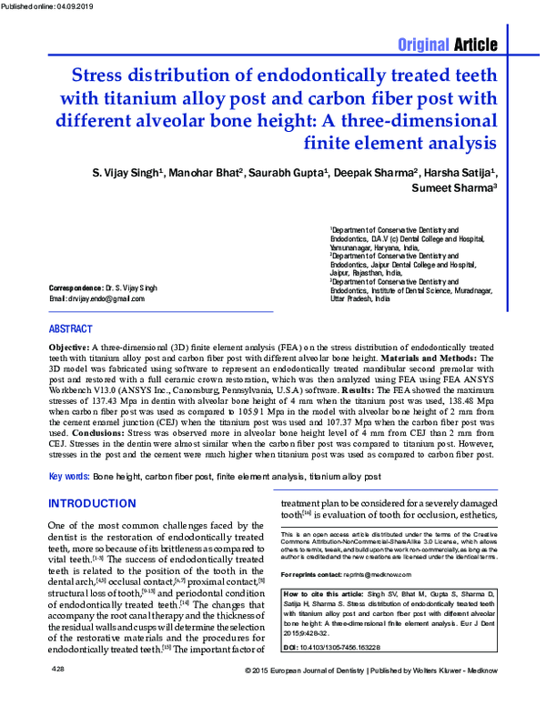 (PDF) Stress distribution of endodontically treated mandibular molars with varying amounts of ...