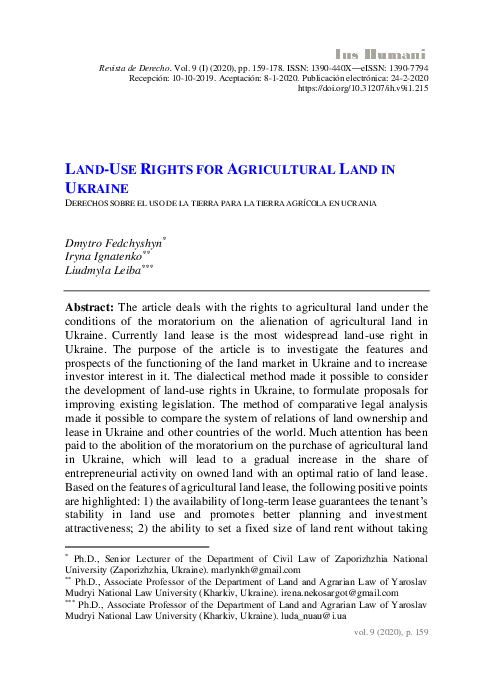 (PDF) Land-Use Rights for Agricultural Land in Ukraine