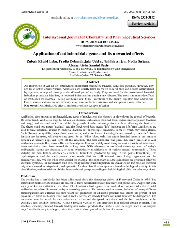 (PDF) Application of antimicrobial agents and its unwanted effects