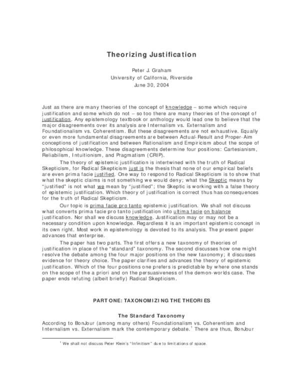 (PDF) Theorizing Justification