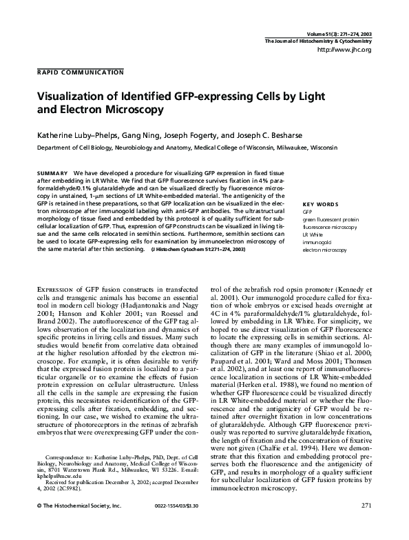 (PDF) Visualization of Identified GFP-expressing Cells by Light and ...
