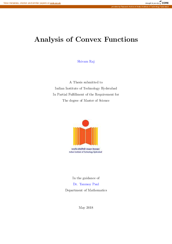 (PDF) Analysis of Convex Functions