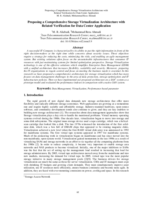 (PDF) Proposing a Comprehensive Storage Virtualization Architecture with Related Verification ...