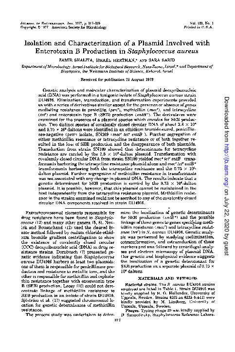(PDF) Isolation and characterization of a plasmid involved with ...