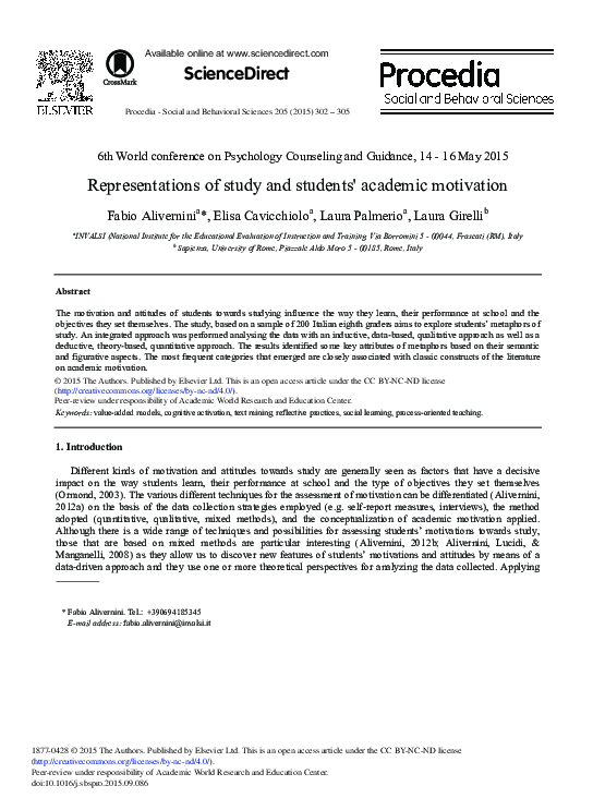 (PDF) Representations of Study and Students’ Academic Motivation