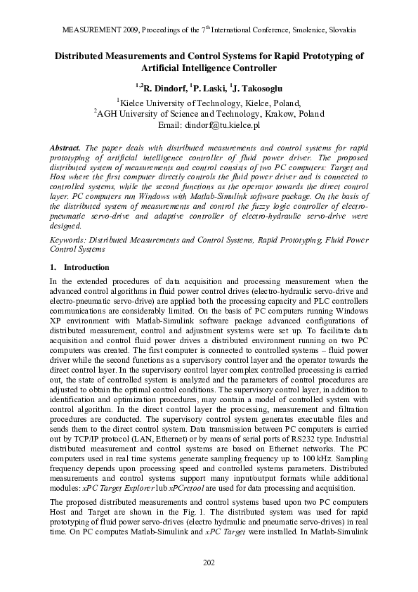 (PDF) Distributed measurements and control systems for rapid prototyping of artificial ...