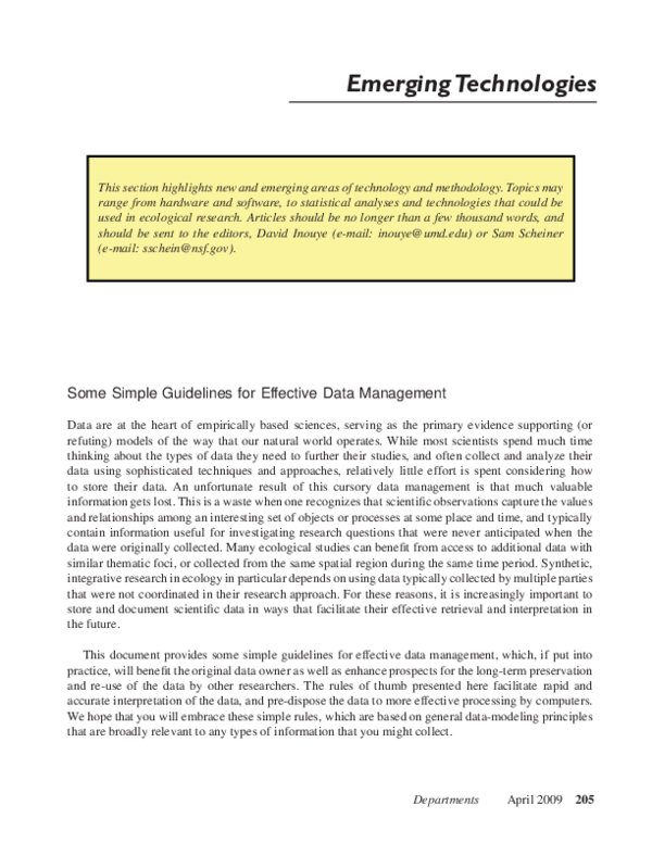 (PDF) Some Simple Guidelines for Effective Data Management