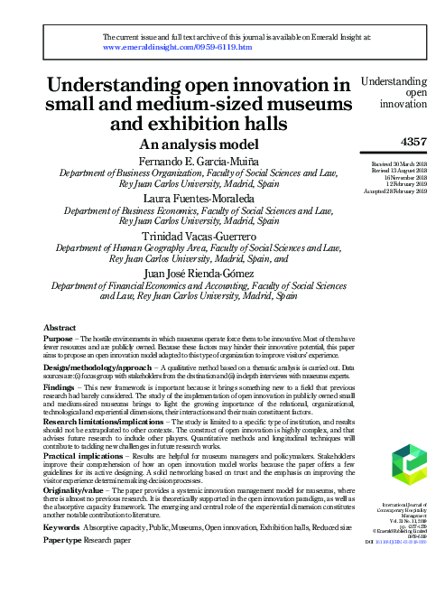 (PDF) Understanding open innovation in small and medium-sized museums ...