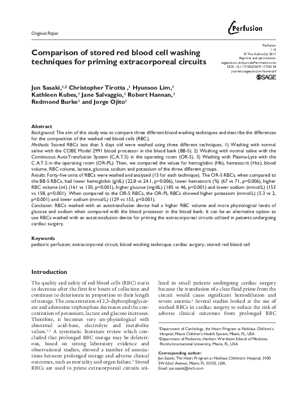 (PDF) Comparison of stored red blood cell washing techniques for ...