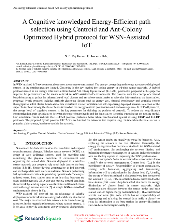 (PDF) A Cognitive knowledged Energy-Efficient path selection using Centroid and Ant-Colony ...