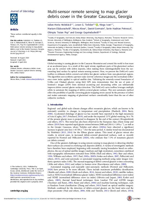 (PDF) Multi-sensor remote sensing to map glacier debris cover in the Greater Caucasus, Georgia ...