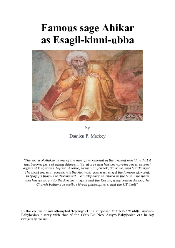 (DOC) Famous sage Ahikar as Esagil-kinni-ubba