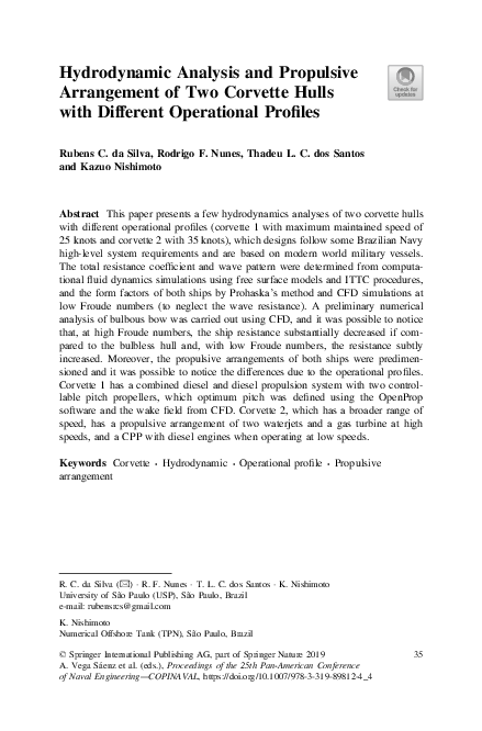 (PDF) Hydrodynamic Analysis and Propulsive Arrangement of Two Corvette Hulls with Different ...
