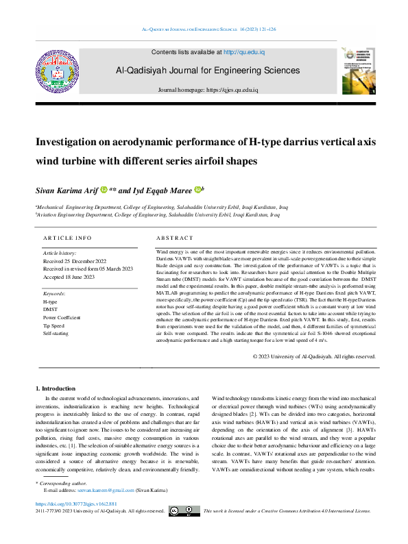 (PDF) Investigation on aerodynamic performance of H-type darrieus ...