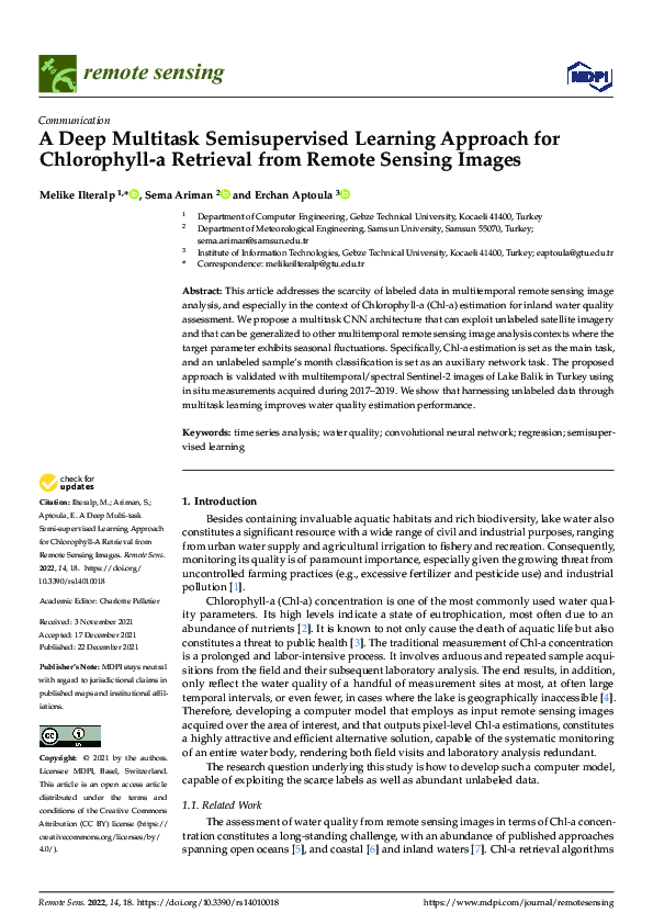 (PDF) Deep Multitask Learning for Chlorophyll-a Retrieval