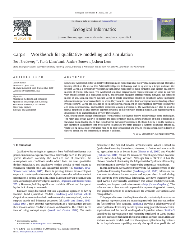 (PDF) Garp3 — Workbench for qualitative modelling and simulation