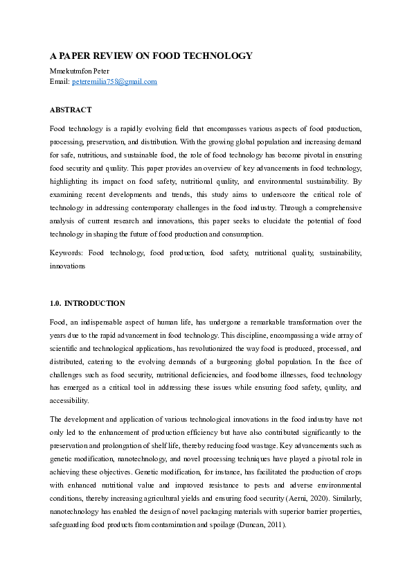 (DOC) A PAPER REVIEW ON FOOD TECHNOLOGY