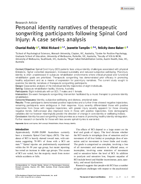 (PDF) Personal identity narratives of therapeutic songwriting ...