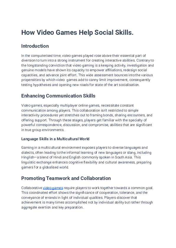 (PDF) How Video Games Help Social Skills