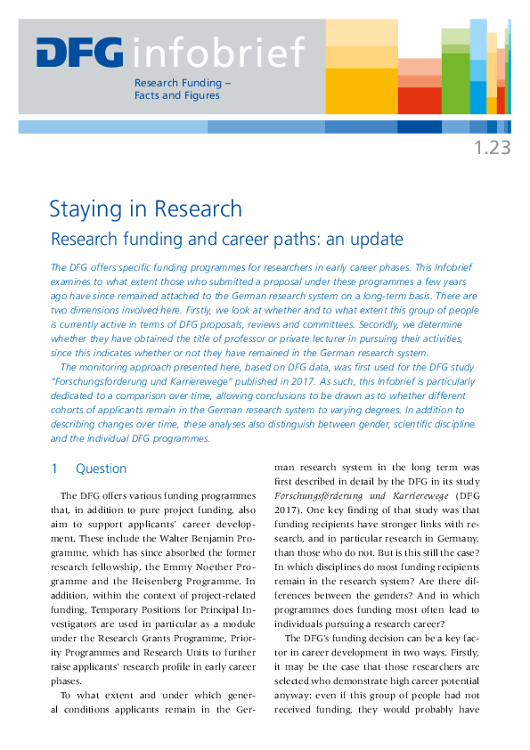 (PDF) Staying in Research - Research funding and career paths: an update