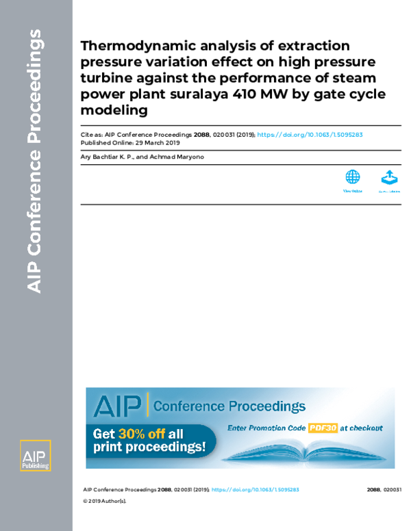 (PDF) Thermodynamic analysis of extraction pressure variation effect on ...