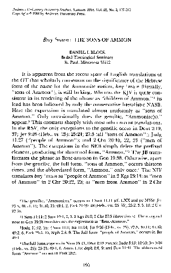 (PDF) Bny 'mwn: The sons of Ammon