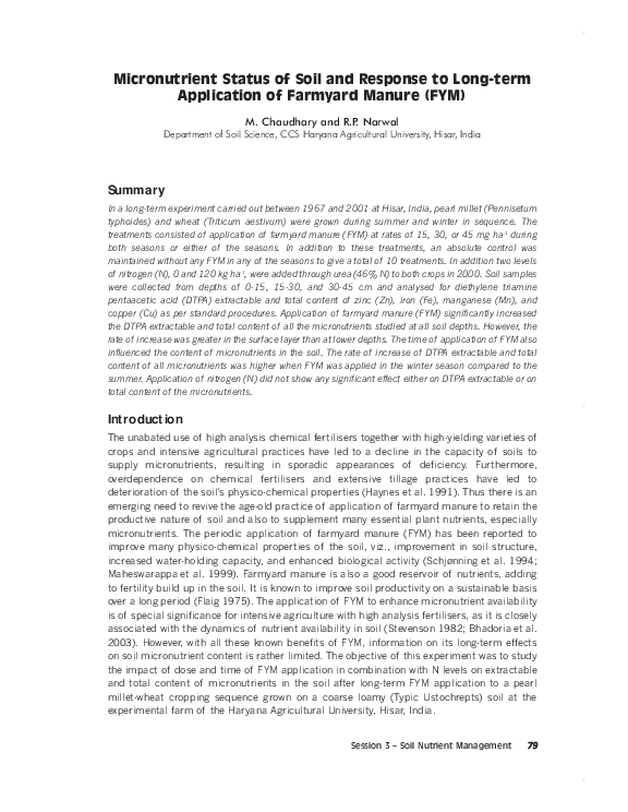 (PDF) Micronutrient status of soil and response to long-term ...