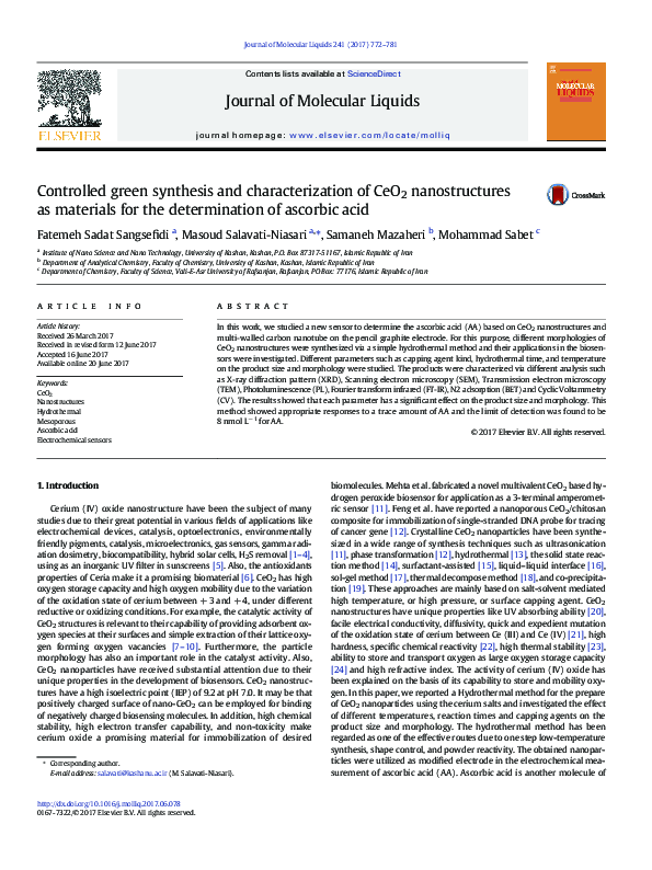(PDF) Controlled green synthesis and characterization of CeO2 ...